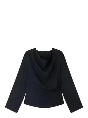 Soeur Asymmetric High Neck Top - Black