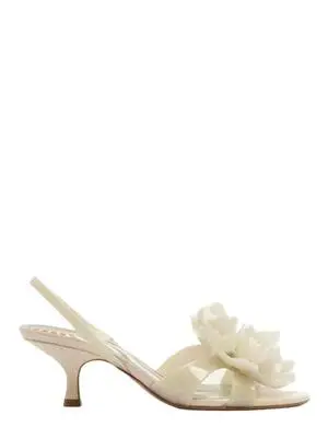 Farm Rio Floral Appliqué Slingback Sandals - Neutrals