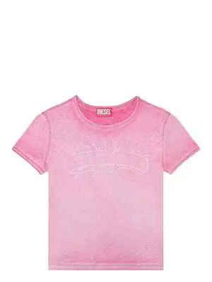 DIESEL® Pigment-dyed Graphic Print T-shirt - Pink