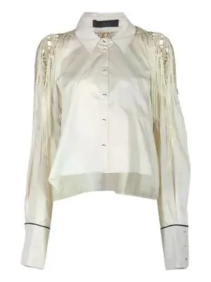 SADH SADH Cream Fringe Detail Shirt