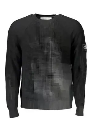 Calvin Klein Waffle Knit Logo Patch Sweater - Black
