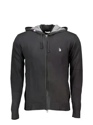 U.s. Polo Assn. Logo Embroidered Zip-fastening Hoodie - Black