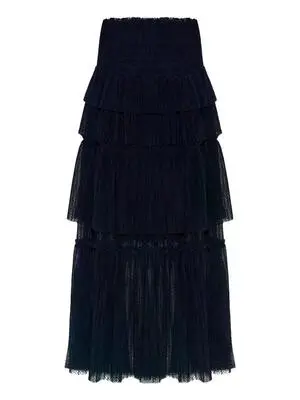 Munthe Tiered Ruffled Maxi Skirt - Blue