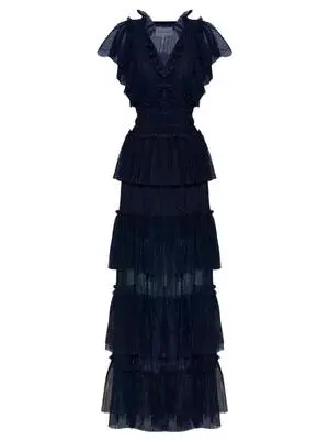 Munthe Noriz Ruffled Tiered Maxi Dress - Blue