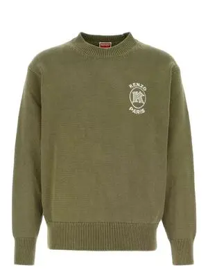 Kenzo Logo Embroidered Cotton Sweater - Green