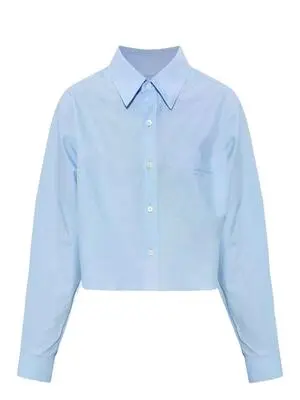 Alexander Wang Logo-embroidered Cropped Cotton Shirt - Blue