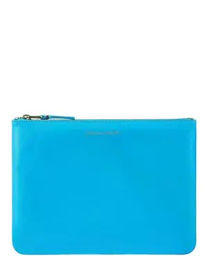 Comme Des Garçons Logo-print Leather Pouch - Blue