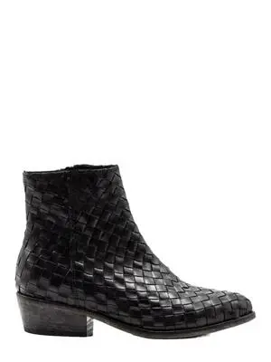 CURIOSITÈ Woven Ankle Boots - Black