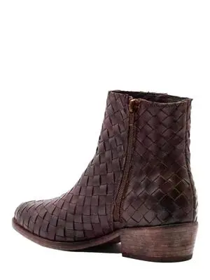 CURIOSITÈ Woven Leather Ankle Boots - Brown