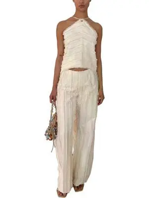 Cult Gaia Venezia Fringed Halterneck Top - Neutrals