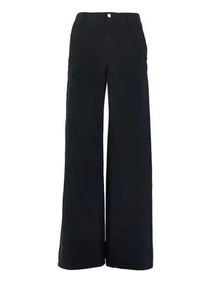 Emporio Armani Wide-leg Cotton Trousers - Black