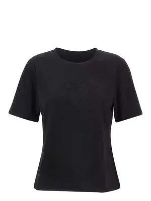 ELENA MIRÒ Embossed Logo Jersey T-shirt - Black