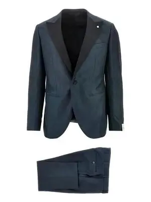 LUIGI BIANCHI Peak-lapel Single-breasted Wool Suit - Green