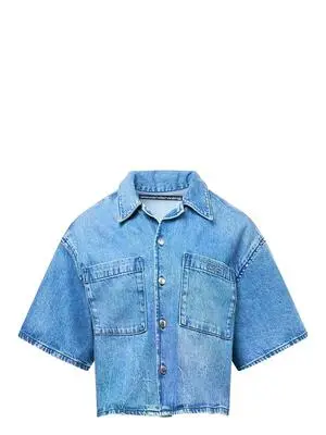 Alexander Wang Cropped Short-sleeve Shirt - Blue