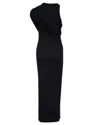 COURREGES Ribbed Twist-detail Maxi Dress - Black