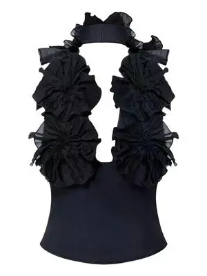 STOLEN STORES Lotus Leaf Ruffled Top - Black