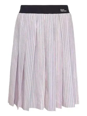 MARDI MERCREDI Striped Pleated Midi Skirt - Pink