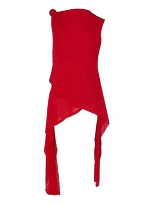 GANNI Knot-detail Asymmetric Tank Top - Red