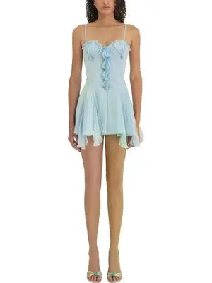 STOLEN STORES Ruffled Sweetheart Neck Dress - Blue