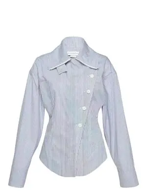 Stella McCartney Striped Asymmetric Utility Jacket - Blue