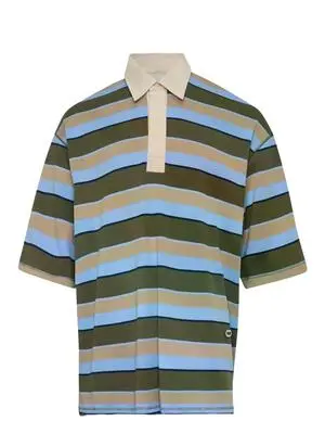 AMI Paris Striped Polo Shirt - Blue