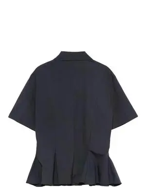 Liviana Conti Peplum Hem Short Sleeve Shirt - Blue