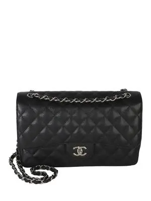 CHANEL Chanel Quilted Caviar Jumbo Double Flap Bag