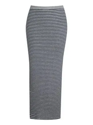 MISS CIRCLE NEW YORK Miss Circle New York Grey & Navy Striped Lyocell Jersey Midi Skirt