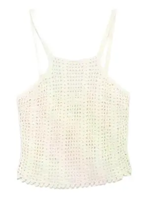 TERRY PUESTO Cream Crochet Knit Halter Top - Neutrals