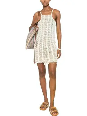 TERRY PUESTO Crochet Knit Mini Dress - Neutrals