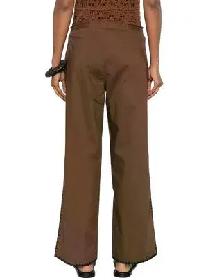 TERRY PUESTO Whipstitch-trim Palazzo Pants - Brown