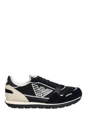 Emporio Armani Logo-patch Paneled Lace-up Sneakers - Black