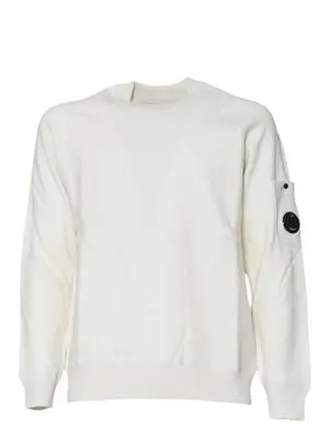 C.P. COMPANY Lens Sleeve Knitted Sweater - White