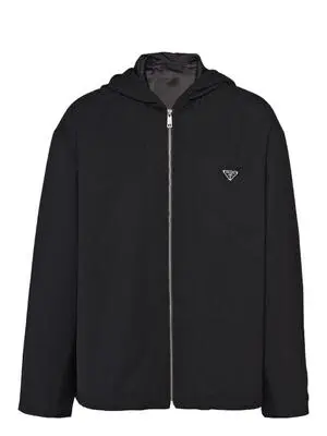 Prada Logo Plaque Zip-up Drawstring Jacket - Black