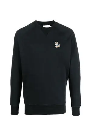 Maison Kitsuné Logo Patch Crewneck Sweatshirt - Black
