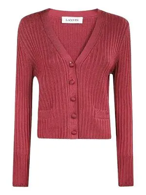 LANVIN Long Sleeve Button-front Cardigan - Red