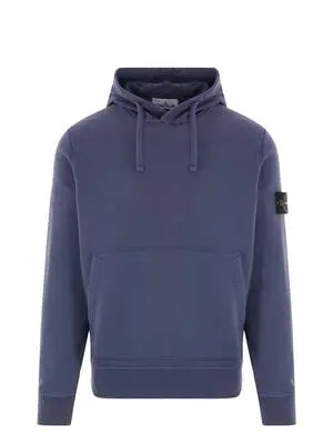 Stone Island Logo Patch Drawstring Hoodie - Air Force Blue