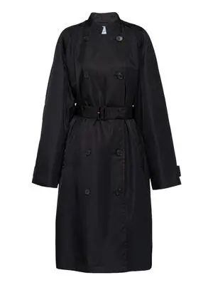Prada Re-nylon Double Breasted Belted Waist Raincoat - Black