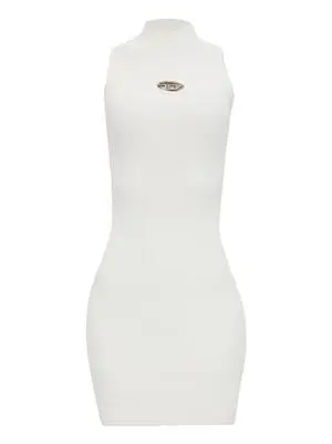 DIESEL® Ribbed Logo Embellished Minidress - White