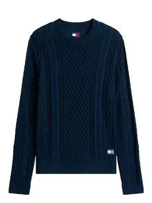Tommy Hilfiger Cable Knit Crew Neck Slim Fit Jumper - Dark Blue Tone