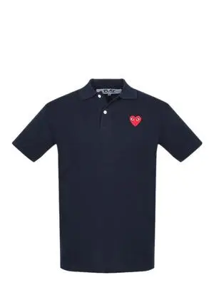 Comme Des Garçons Heart-patch Polo Shirt - Black
