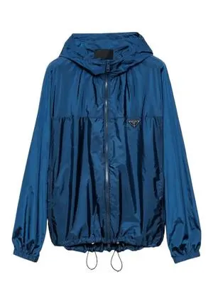 Prada Oversized Zip-up Jacket With Enamelled Triangle Logo - Pilot Blue