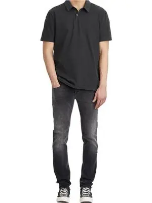 JAMES PERSE Short-sleeved Jersey Polo Shirt - Black