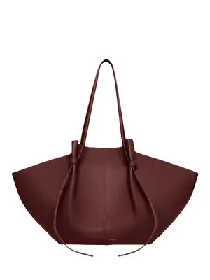 Yuzefi Textured Leather Top Handle Shoulder Bag - Red