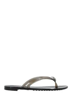 Casadei Jelly Crystal Embellished Flip Flops - Gray