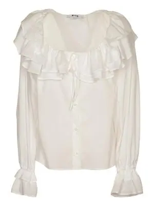 MSGM Ruffle Detail Blouse - White