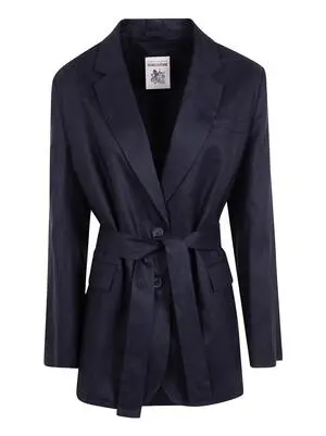 SEMICOUTURE Belted Blazer With Flap Pockets - Black