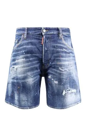 Dsquared2 Paint Splatter Denim Shorts - Blue
