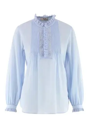 CELINE Celine Long Sleeve Shirt With Lace Trim
