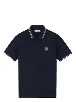 Stone Island Ribbed Collar Polo Shirt - Navy Blue